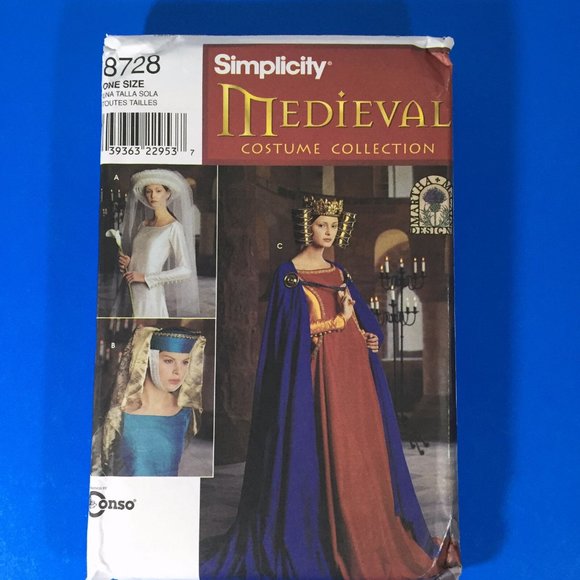 Simplicity | Office | Simplicity 8728 Uncut Medieval Cape Headpiece ...